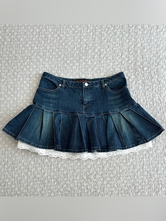 Vintage | Skirts | Vintage Y2k Cool Wear Jeans Denim Pleated Mini Skirt ...